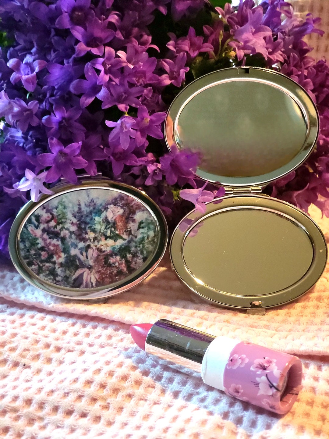Floral Folding Double Sided Portable Compact Mirror, Fancy Designer ...