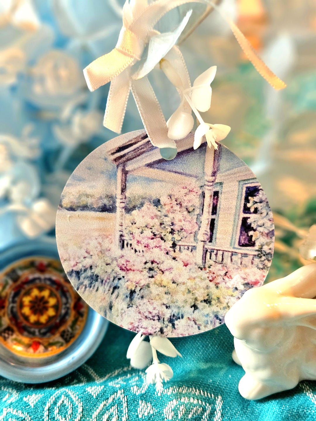 Farmhouse Flowers Ornament: Watercolor Floral Decor, Country Christmas ...