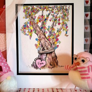 Personalized Lovers Spirit Tree, Personalized Romantic Watercolor Pen ...