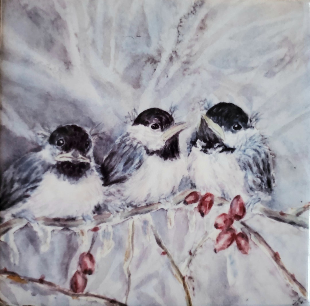 Enchanting Chickadee Tile, Tile Hot Pad, Tile Backsplash, Trivet ...