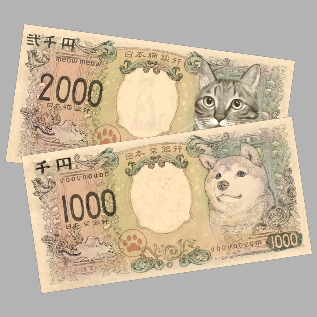 Shiba Inu & Cat Yen Banknote Clear Ticket Folder Set - Etsy