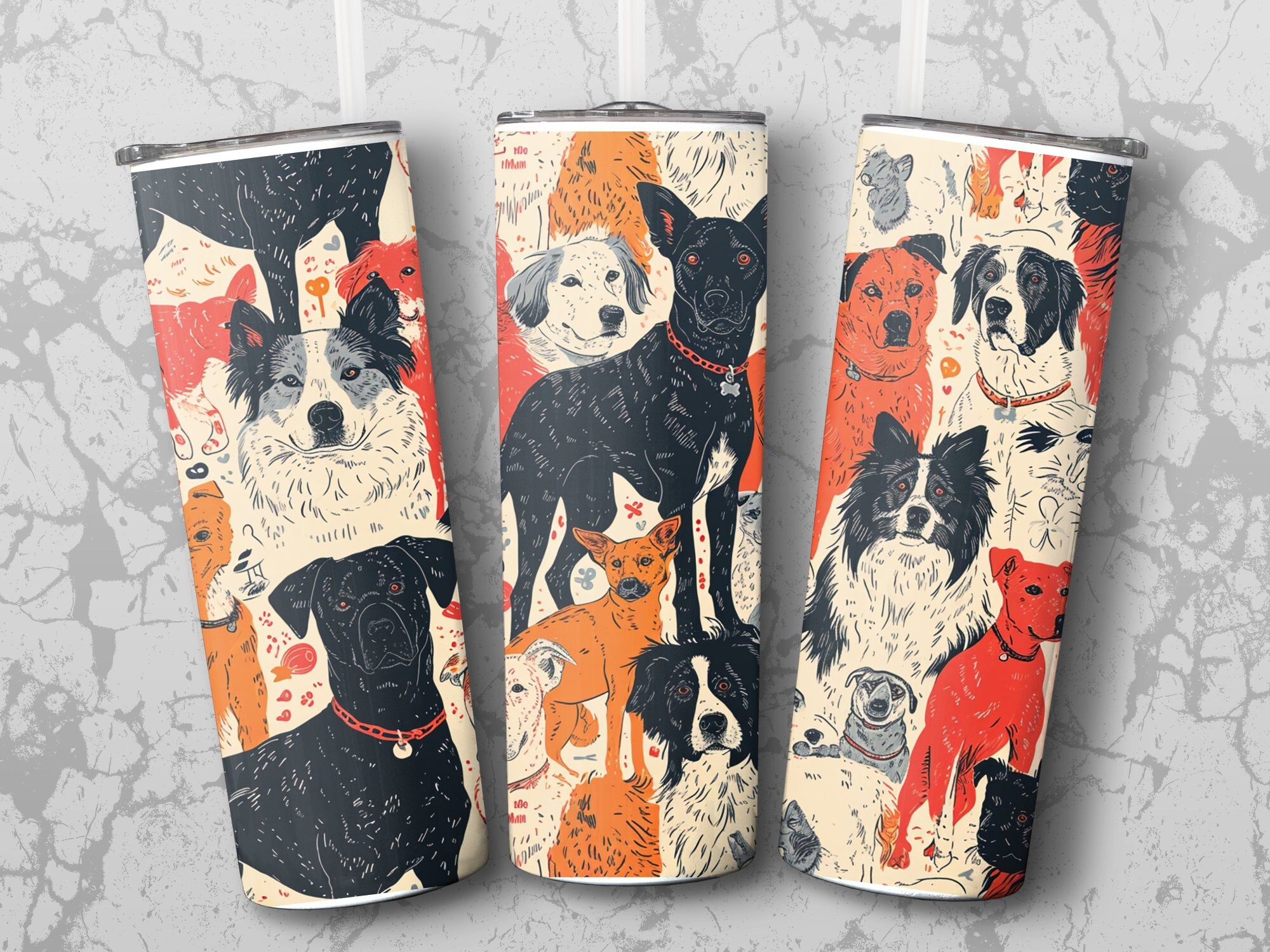 Colorful Dog Patterns Digital Download, Canine Seamless Pattern ...