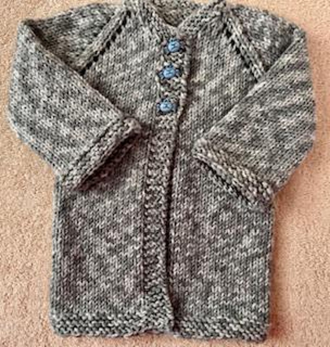 Newborn - 6 Months Hand Knit Gender Neutral Tonal Gray Baby Cardigan ...