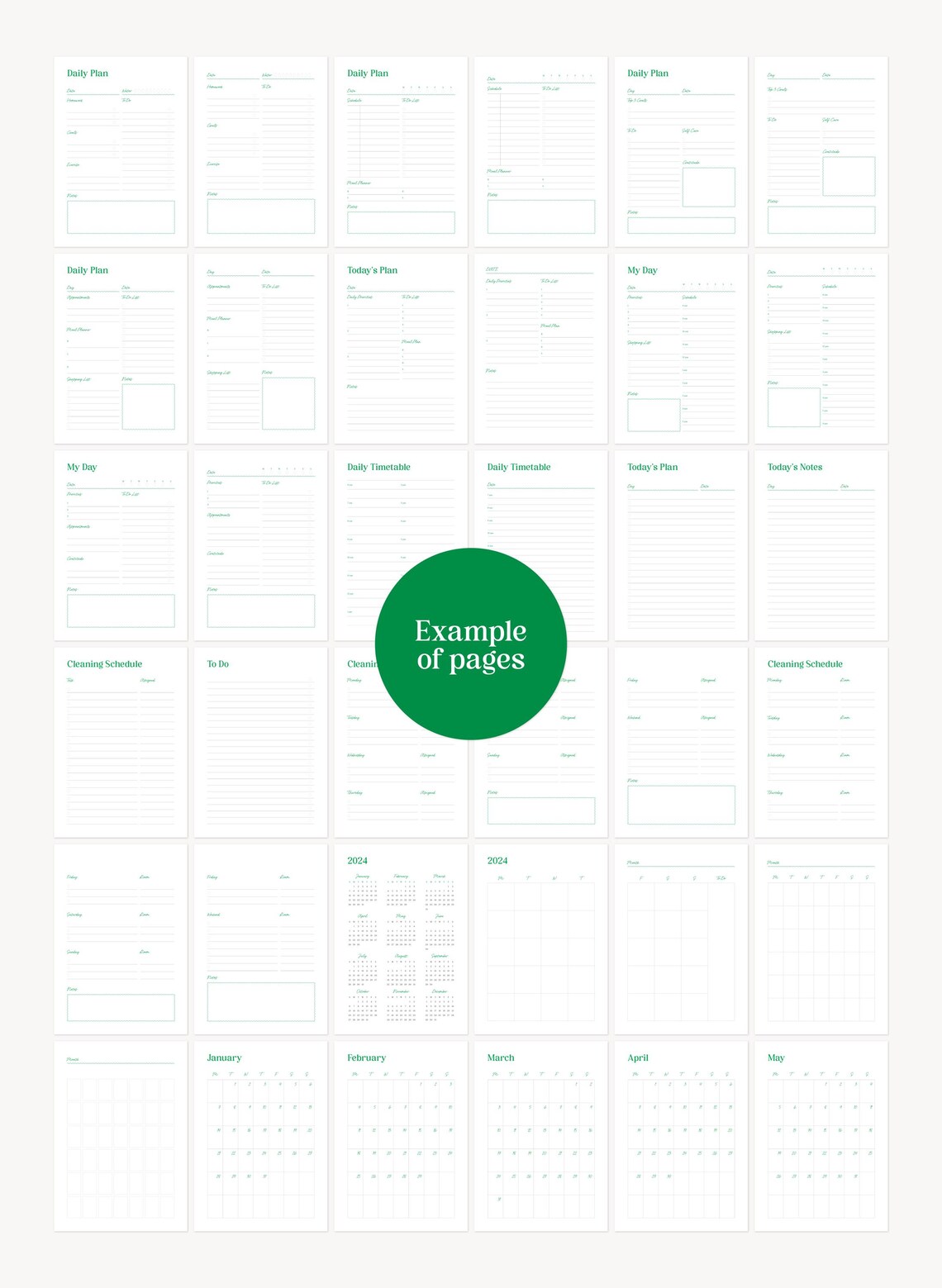 135 Page Printable Planner Bundle, Perpetual Monthly Yearly Annual ...