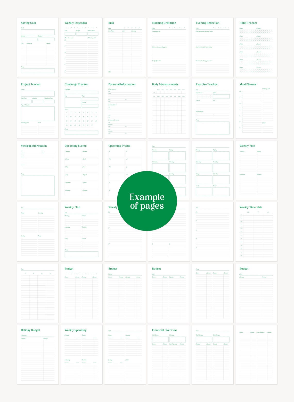 135 Page Printable Planner Bundle, Perpetual Monthly Yearly Annual ...