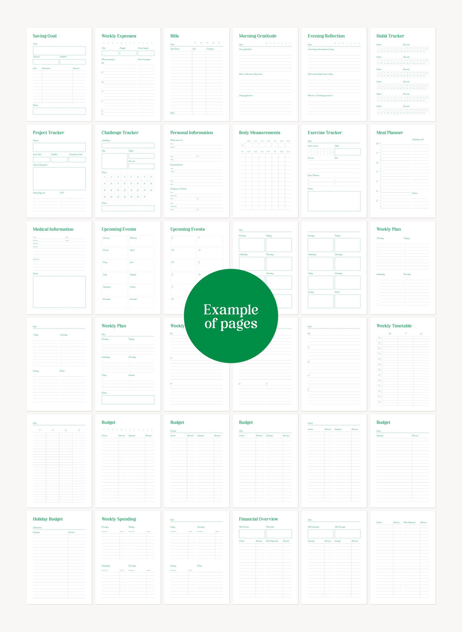 135 Page Printable Planner Bundle, Perpetual Monthly Yearly Annual ...