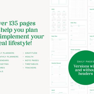 135 Page Printable Planner Bundle, Perpetual Monthly Yearly Annual ...