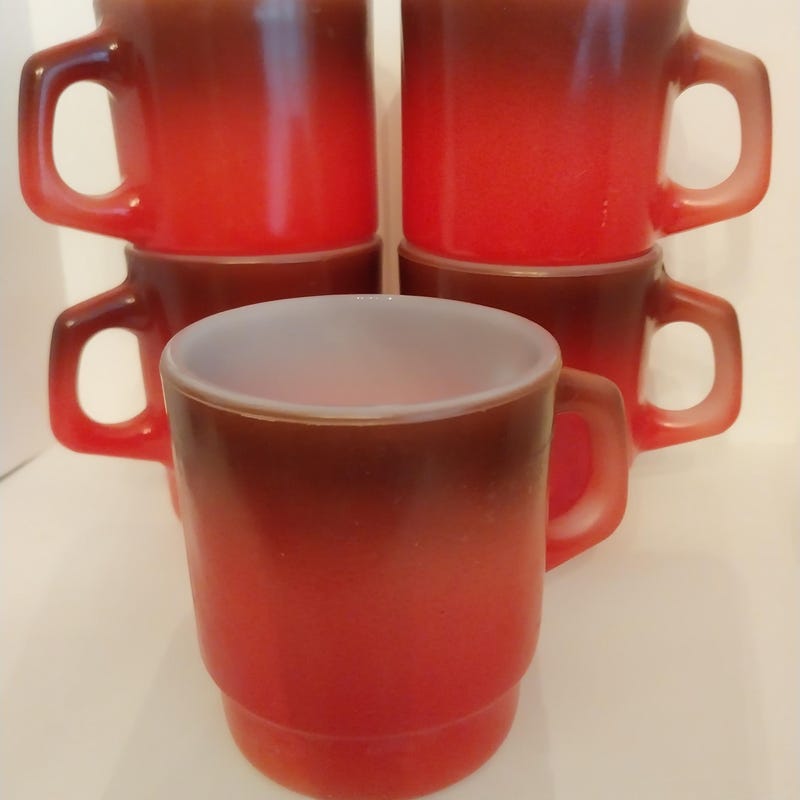 Red Fire King Coffee Cups - Etsy