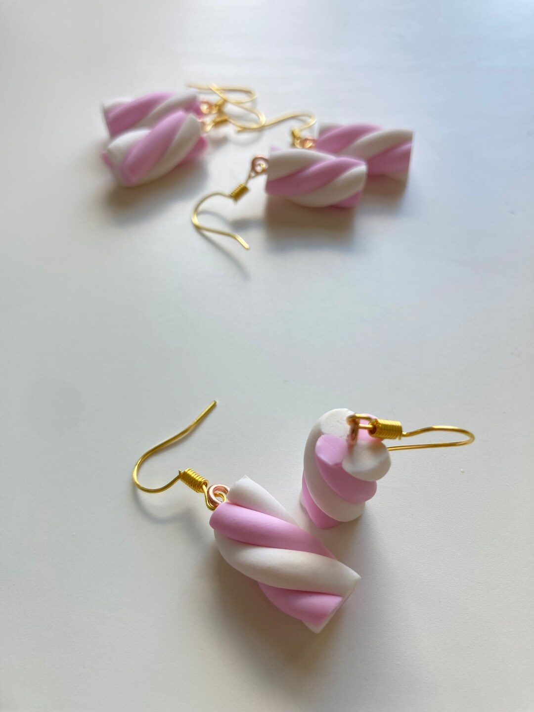 Pink & White Flump Marshmallow Earrings - Etsy