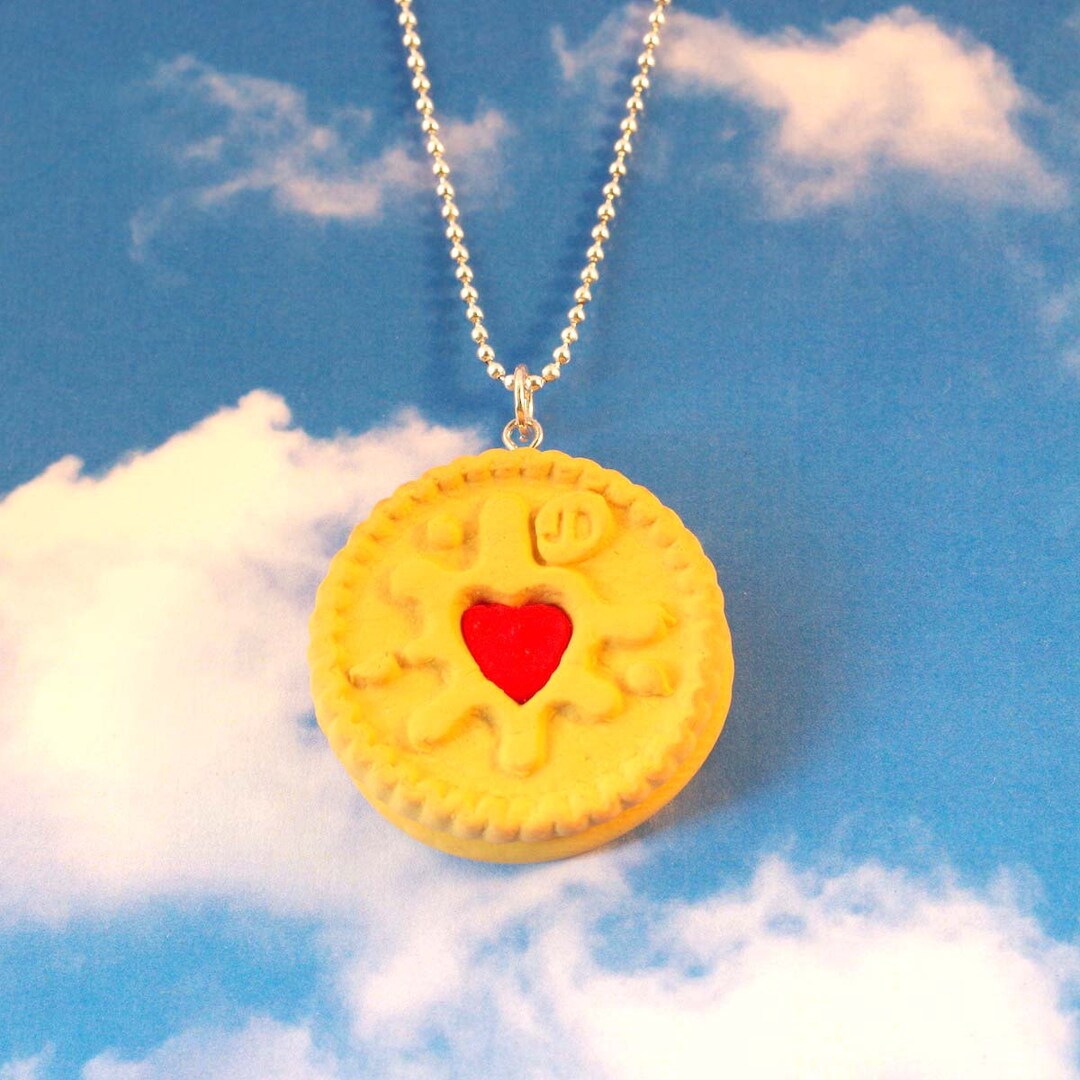 Mini Jammy Dodger Necklace: Handmade Polymer Clay Biscuit Jewelry - Etsy