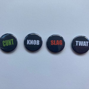 Insult Badges, Rude Word Pin Badge, Novelty Joke Gift, - Etsy