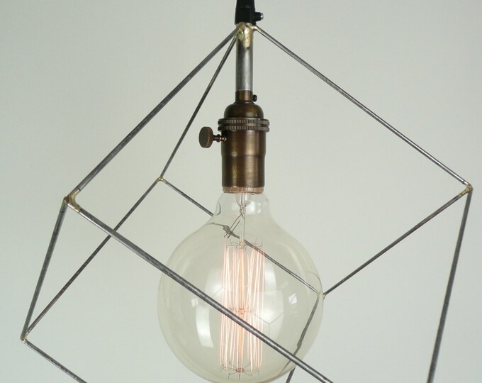 Cube Pendant Light, Minimal Pendant Light, Hanging Square Light ...