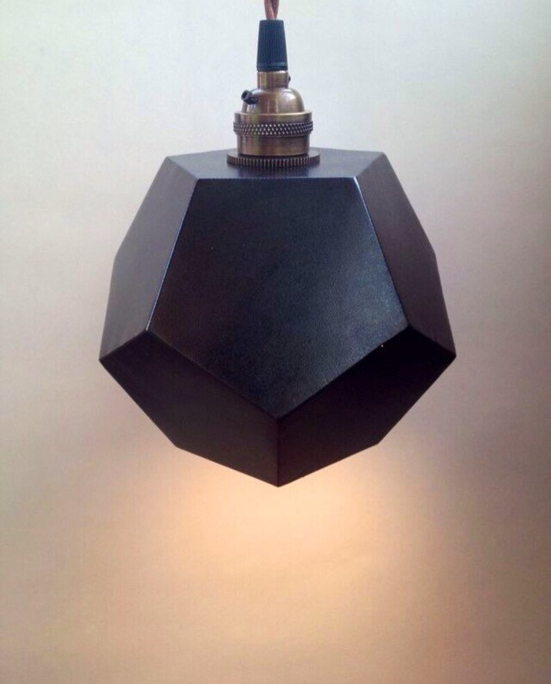 Geometric Lighting, Black Dodecahedron Light, Pentagon Light, Modern ...