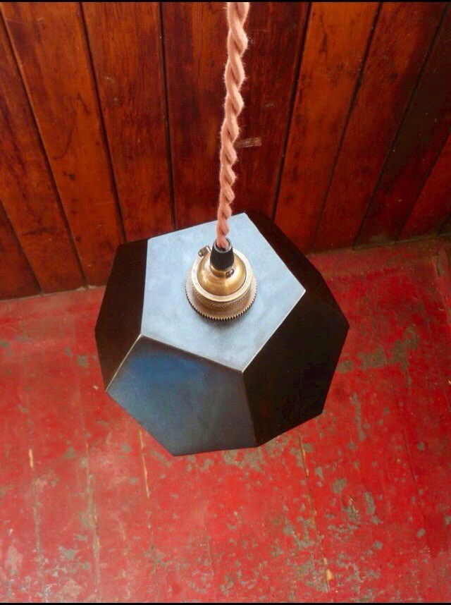 Geometric Lighting, Black Dodecahedron Light, Pentagon Light, Modern ...