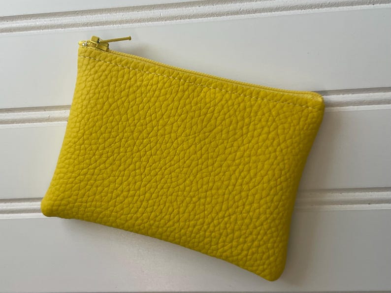 Textured Faux Leather Zipper Pouch: Small Accessory Pouch - Etsy