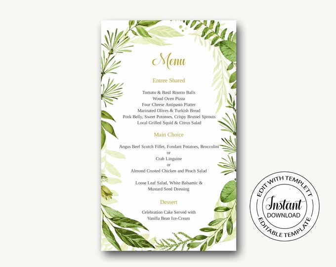 Menu Template Instant Download / Menu Instant Download/editable Menu ...