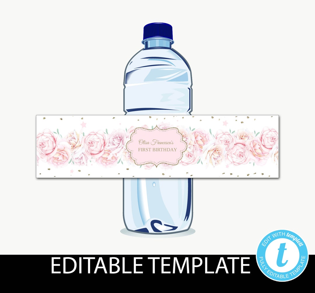 Water Bottle Label/waterbottle Labels/editable Water Bottle - Etsy