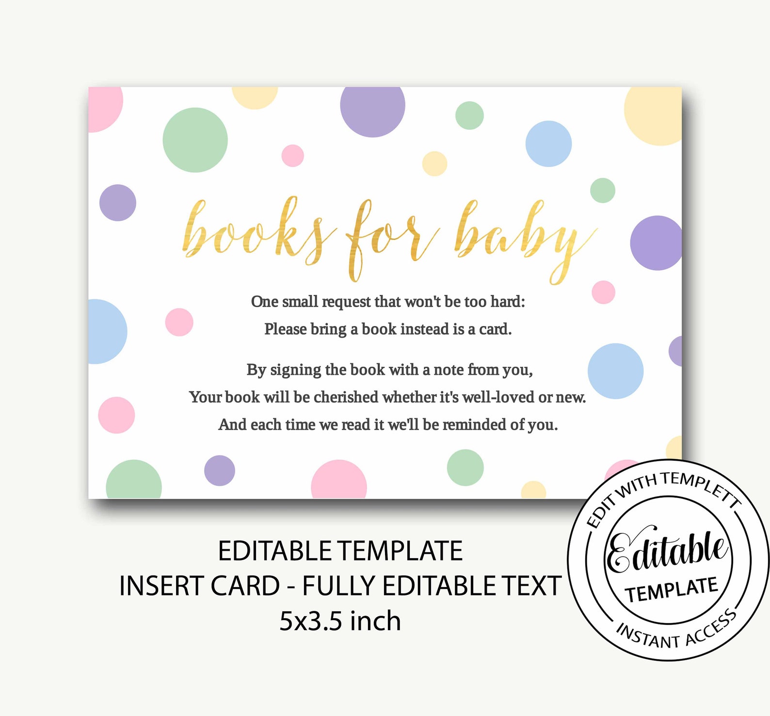 Books for Baby Insert Card/insert Note/baby Shower Insert - Etsy