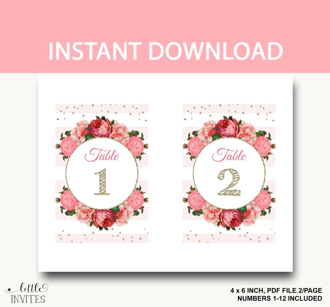 Table Numbers Instant Download/1-12 Table Numbers/4x6 Table - Etsy