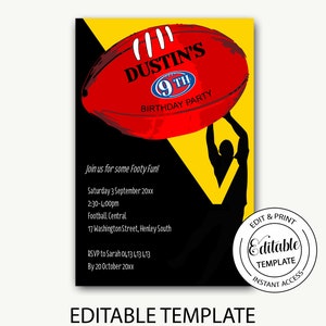 Football Invitation/australian Football Birthday Invitation/aussie ...