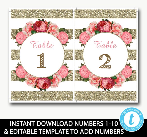 Table Numbers/printable Table Numbers/editable Table | Etsy