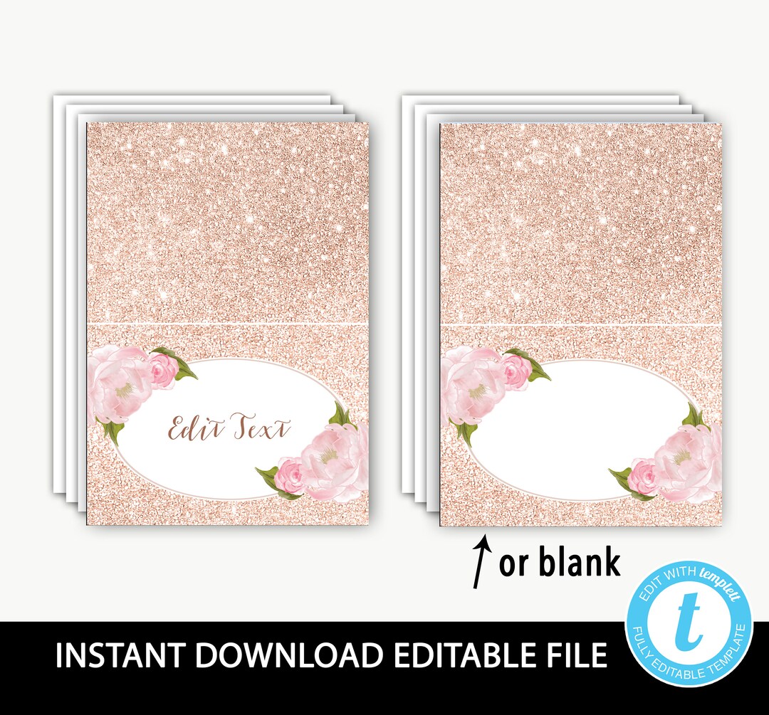 Place Card Template Instant Download/tent Card/placecards/rose Gold ...