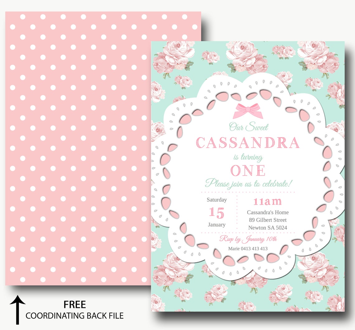 Shabby Chic Birthday Invitation Instant Download/birthday | Etsy