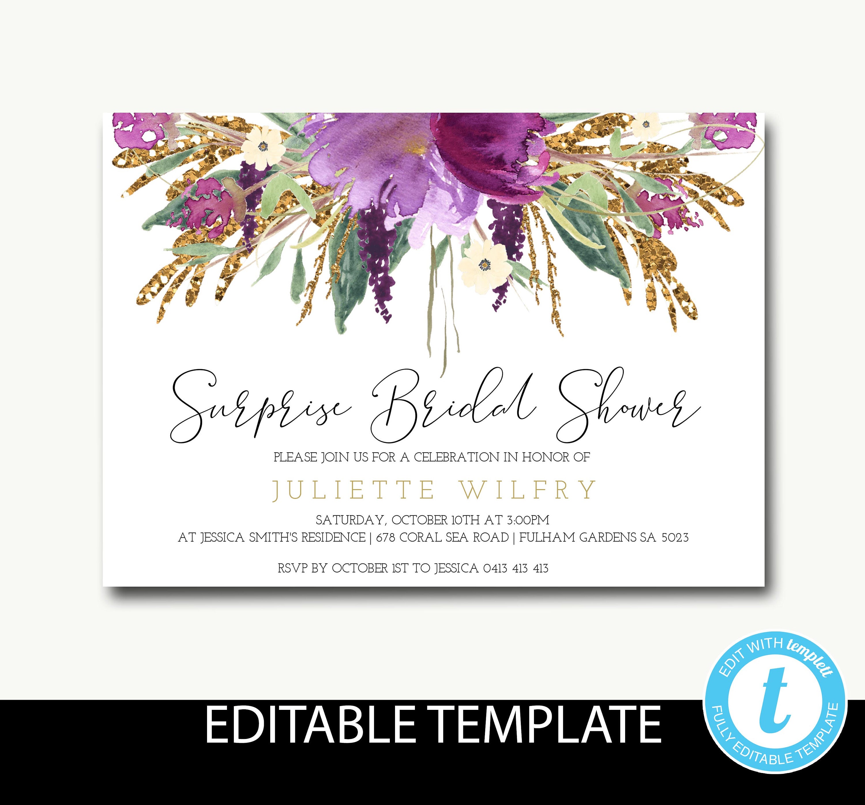 Surprise Bridal Shower Invitations Templates