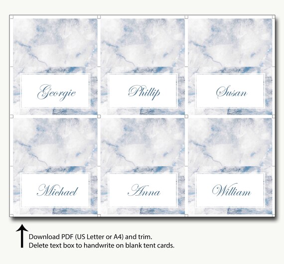 Invitations Place card template instant downloadtent cardplacecardsblue ...