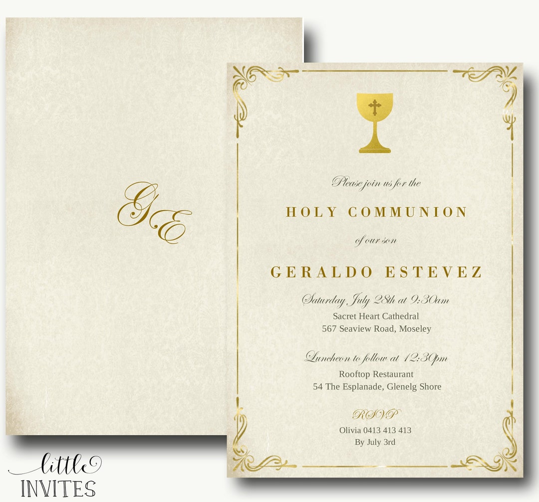 Holy Communion Invitation Instant Download/elegant Baptism Invitations ...