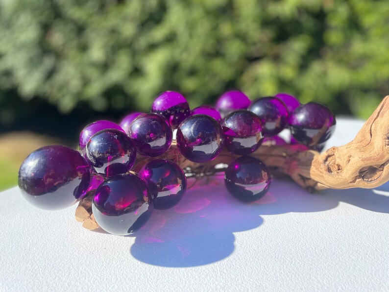 Vintage Purple Lucite Resin Grape Cluster on Driftwood - Large Bunch - Etsy