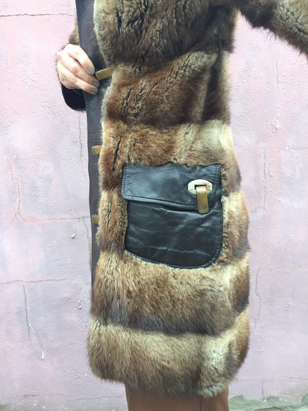 Vintage 60s West German Fur Coat 1960s Brown Fur and Leather - Etsy UK