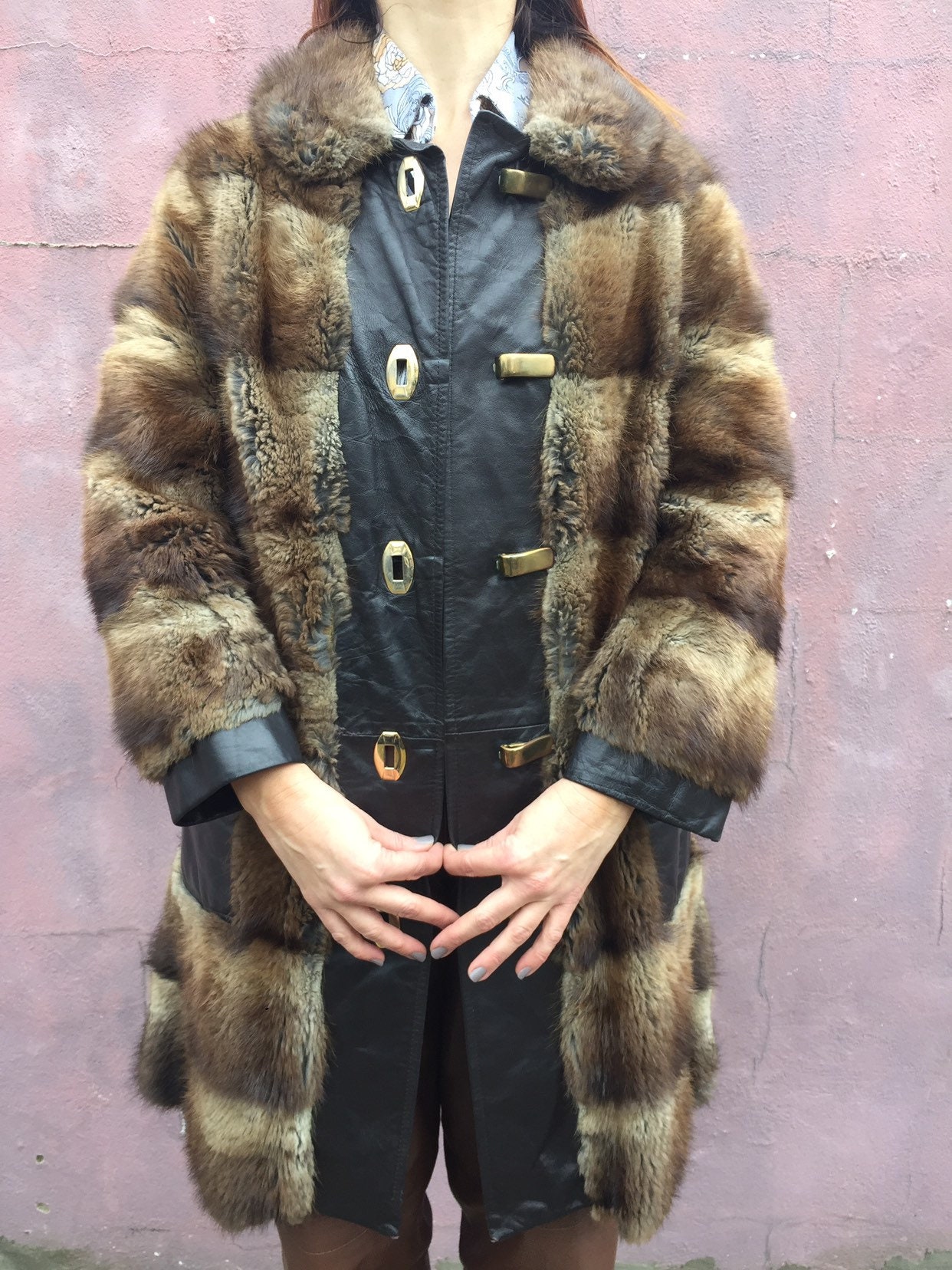 Vintage 60s West German Fur Coat 1960s Brown Fur and Leather - Etsy UK