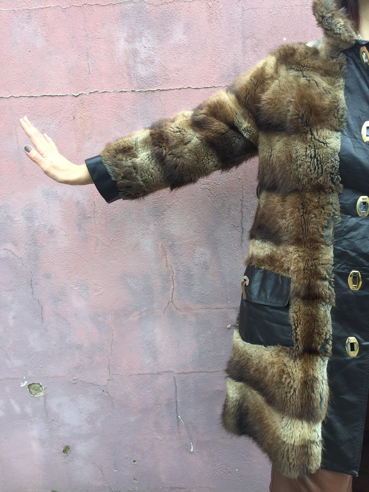 Vintage 60s West German Fur Coat 1960s Brown Fur and Leather - Etsy UK