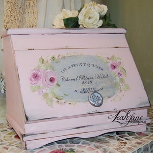 Hand Painted Wood SHABBY Pink Bread Storage Box**** FREE SHIPPING ...