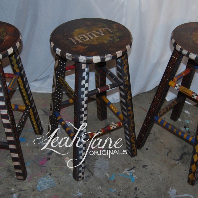 Hand Painted Bar Stools - Etsy