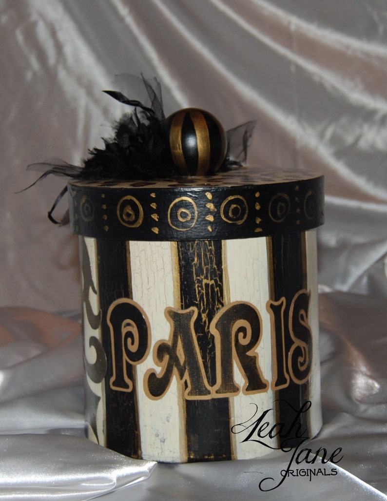 Unique Feminine Paris Fleur De Lis Dresser Hat Box Storage Keepsake ...
