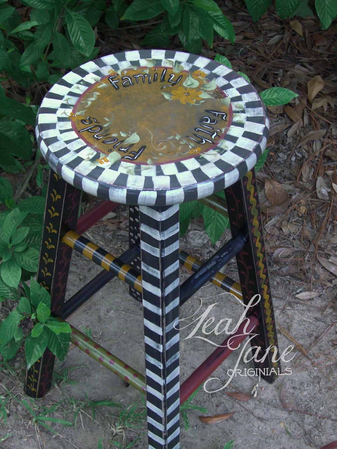 Whimsical Hand Painted Wood Bar Stool CUSTOM - Etsy
