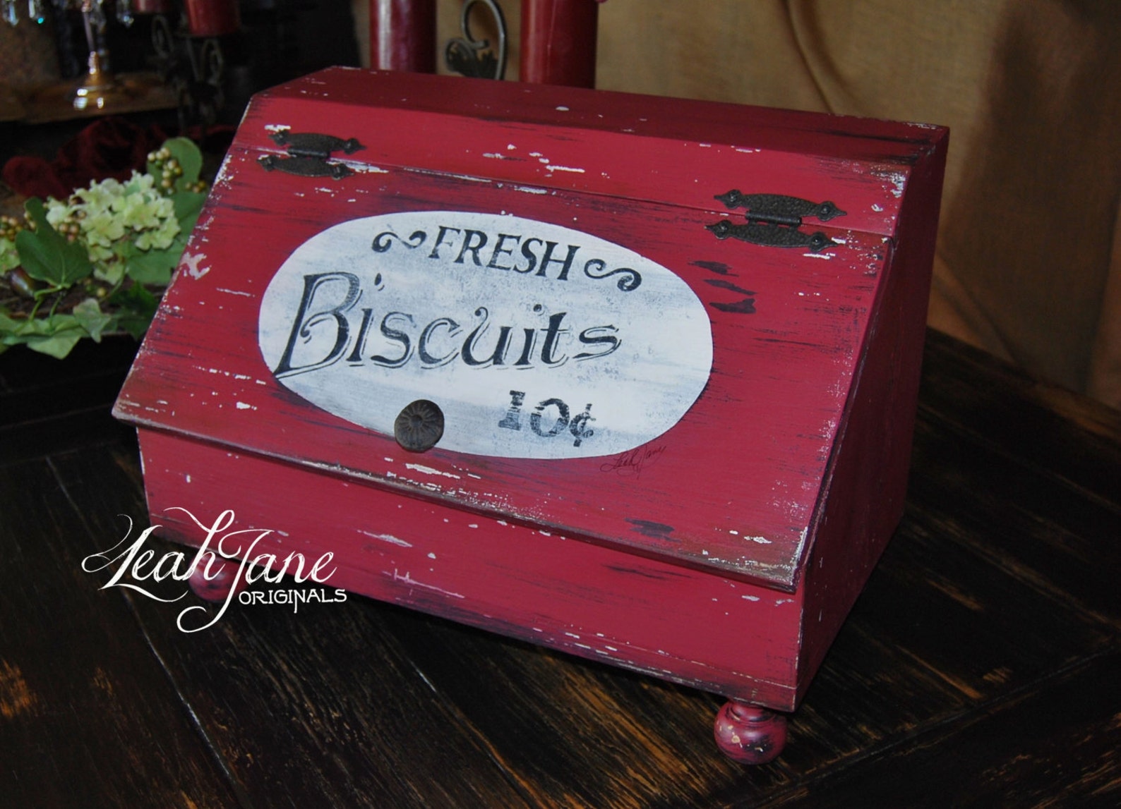 Hand Painted Wood Rustic Farmhouse Bread Box FREE - Etsy
