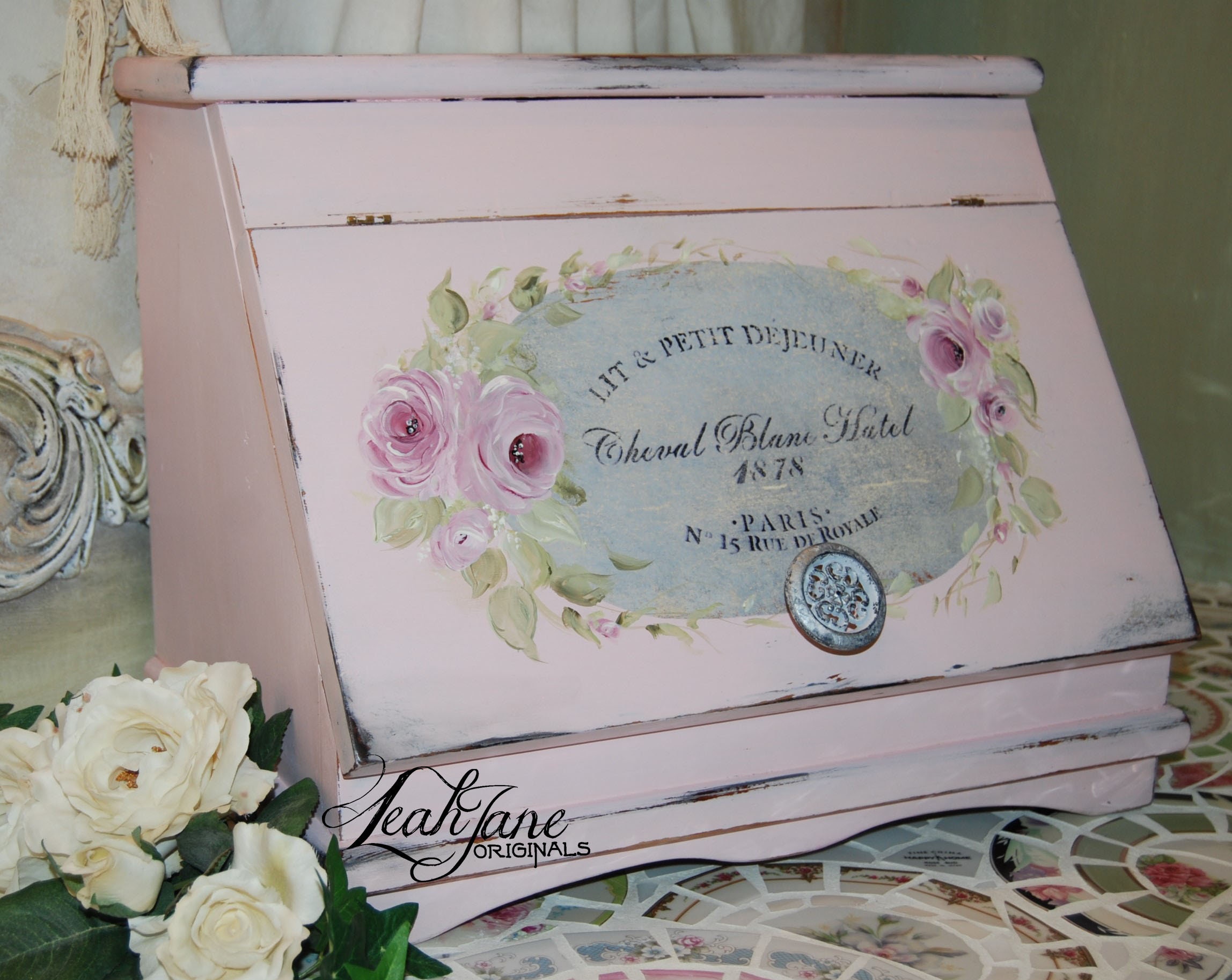 Hand Painted Wood SHABBY Pink Bread Storage Box FREE SHIPPING - Etsy