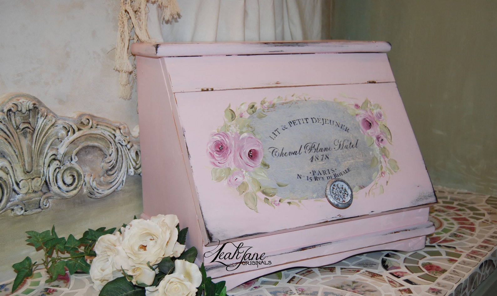 Hand Painted Wood SHABBY Pink Bread Storage Box FREE SHIPPING - Etsy