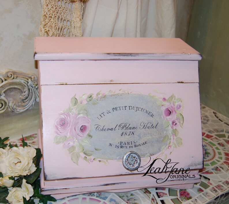 Hand Painted Wood SHABBY Pink Bread Storage Box FREE SHIPPING - Etsy
