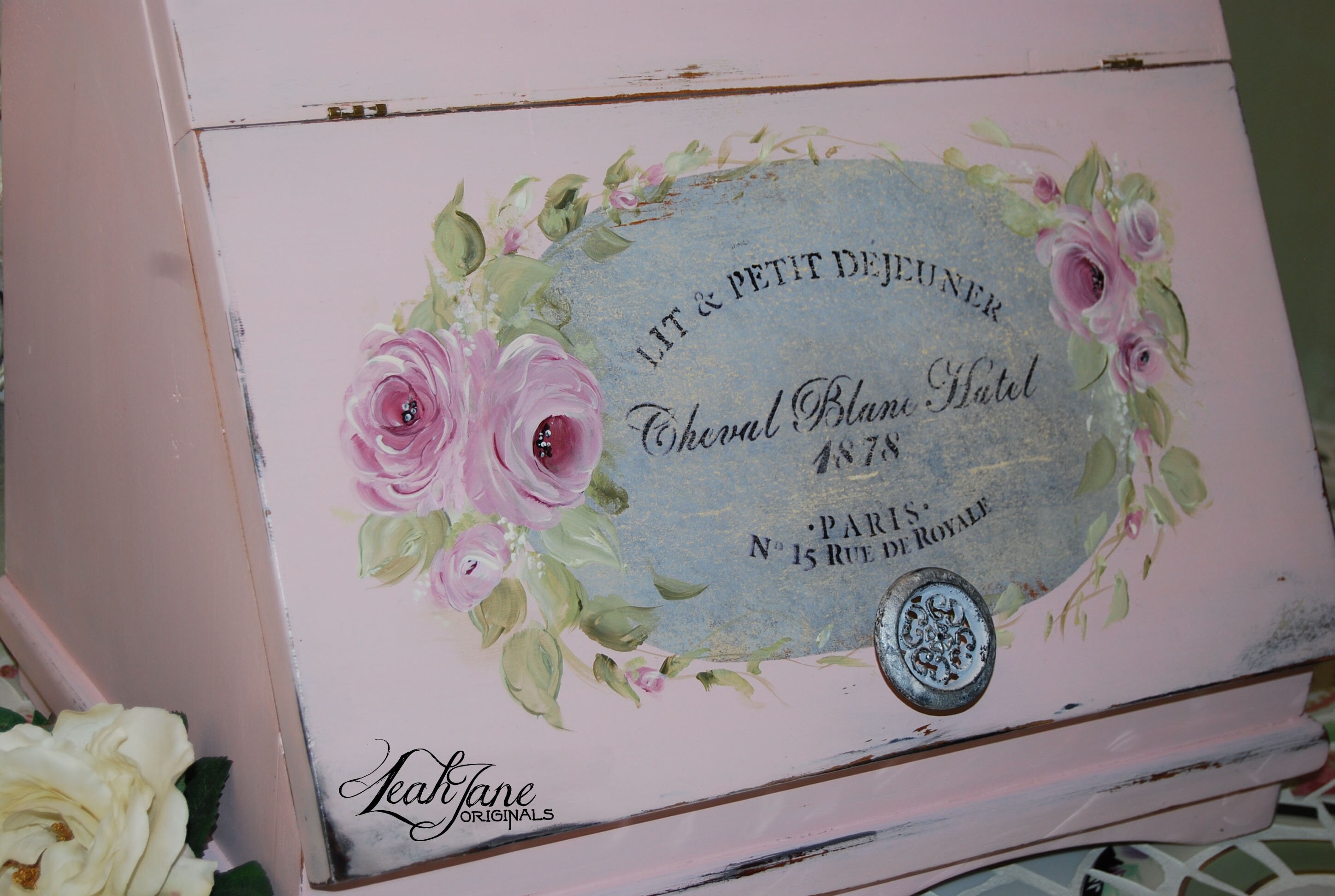 Hand Painted Wood SHABBY Pink Bread Storage Box FREE SHIPPING - Etsy