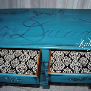 Hand Painted Aqua Teal Blue Turquoise Desk Dressing Table Vanity SOLD ...