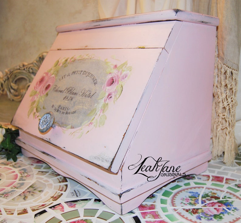 Hand Painted Wood SHABBY Pink Bread Storage Box FREE SHIPPING - Etsy