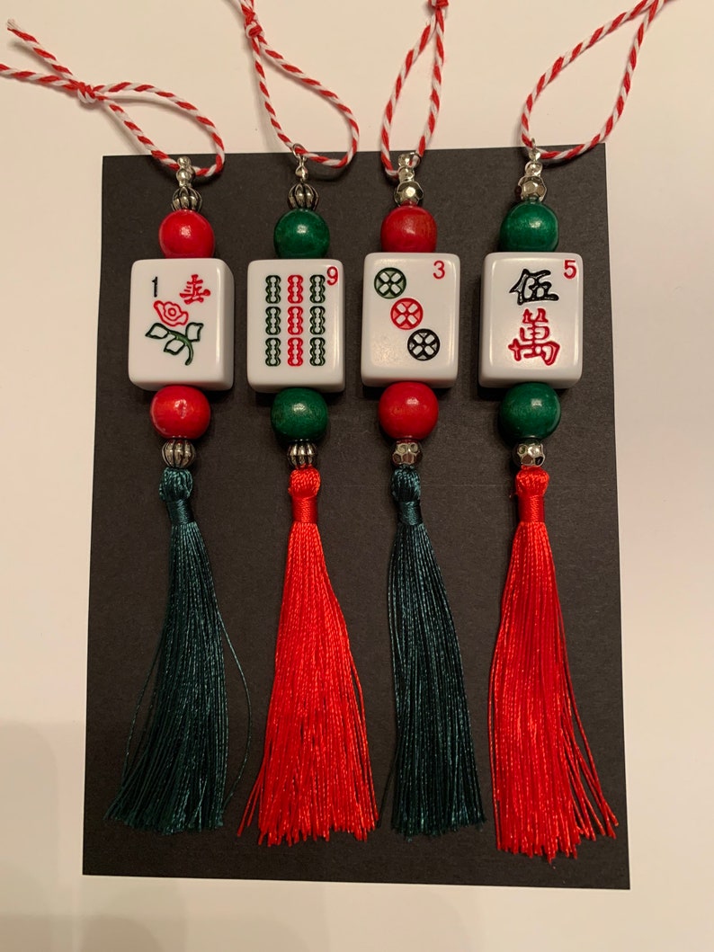 Mahjong Unique Set of 4 Handmade Christmas Ornaments Mixed - Etsy