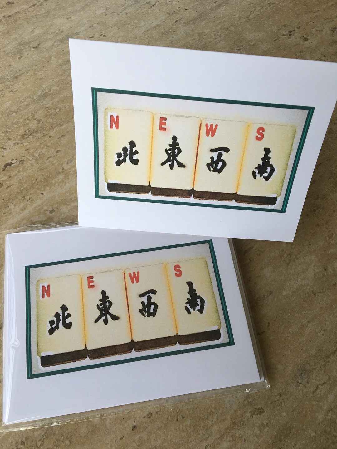 MAHJONG Note Cards Blank Inside 12 Pk "news" - Etsy