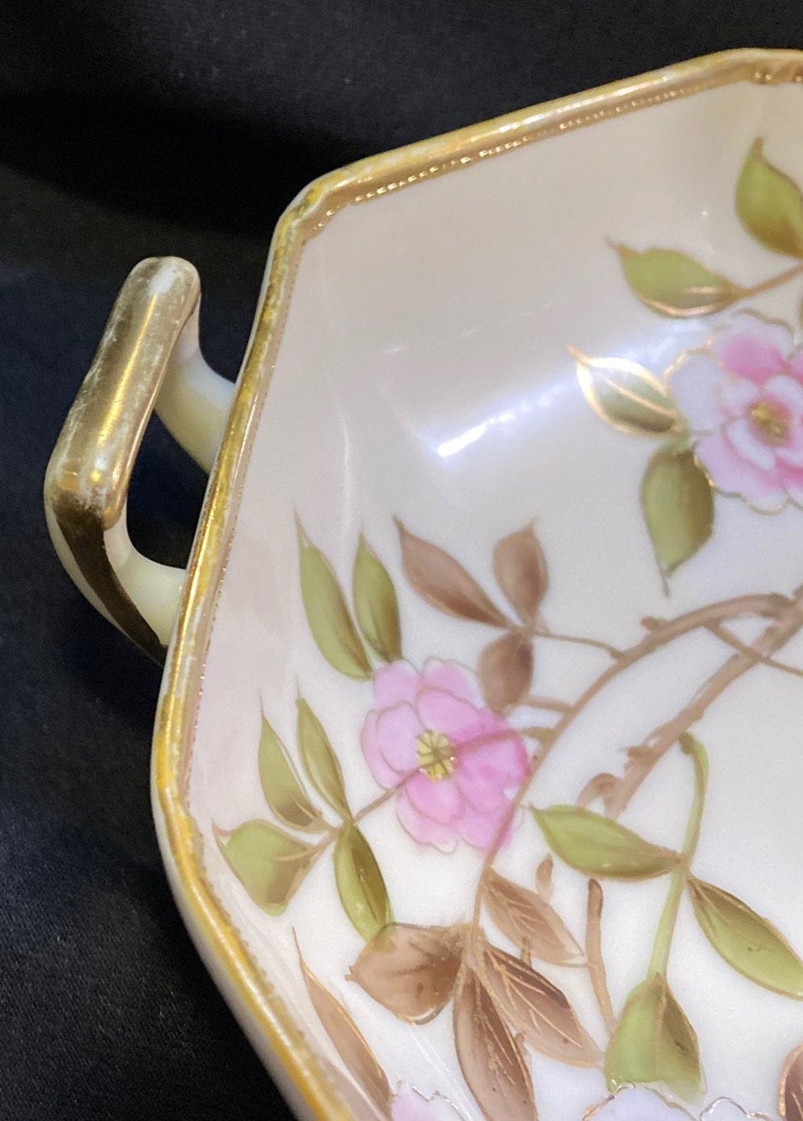 Antique Morimura Brothers, Nippon, Hand Painted Pink Rose Bowl Edges in ...