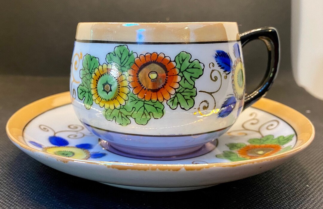 Vintage Chikaramachi Art Deco Lusterware China Teacup and Saucer - Made ...