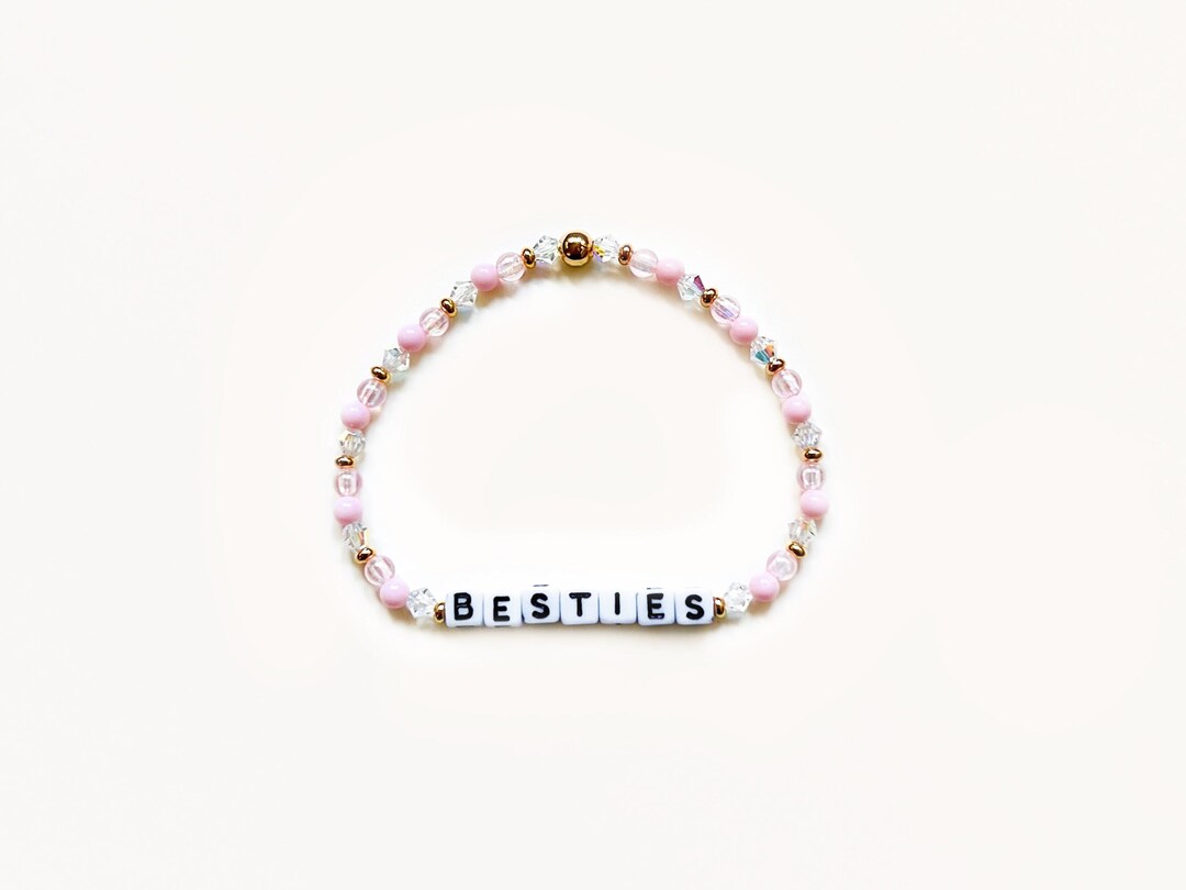 Custom Besties Word Bracelet 4mm Bicone And Acrylic Beads Personalized